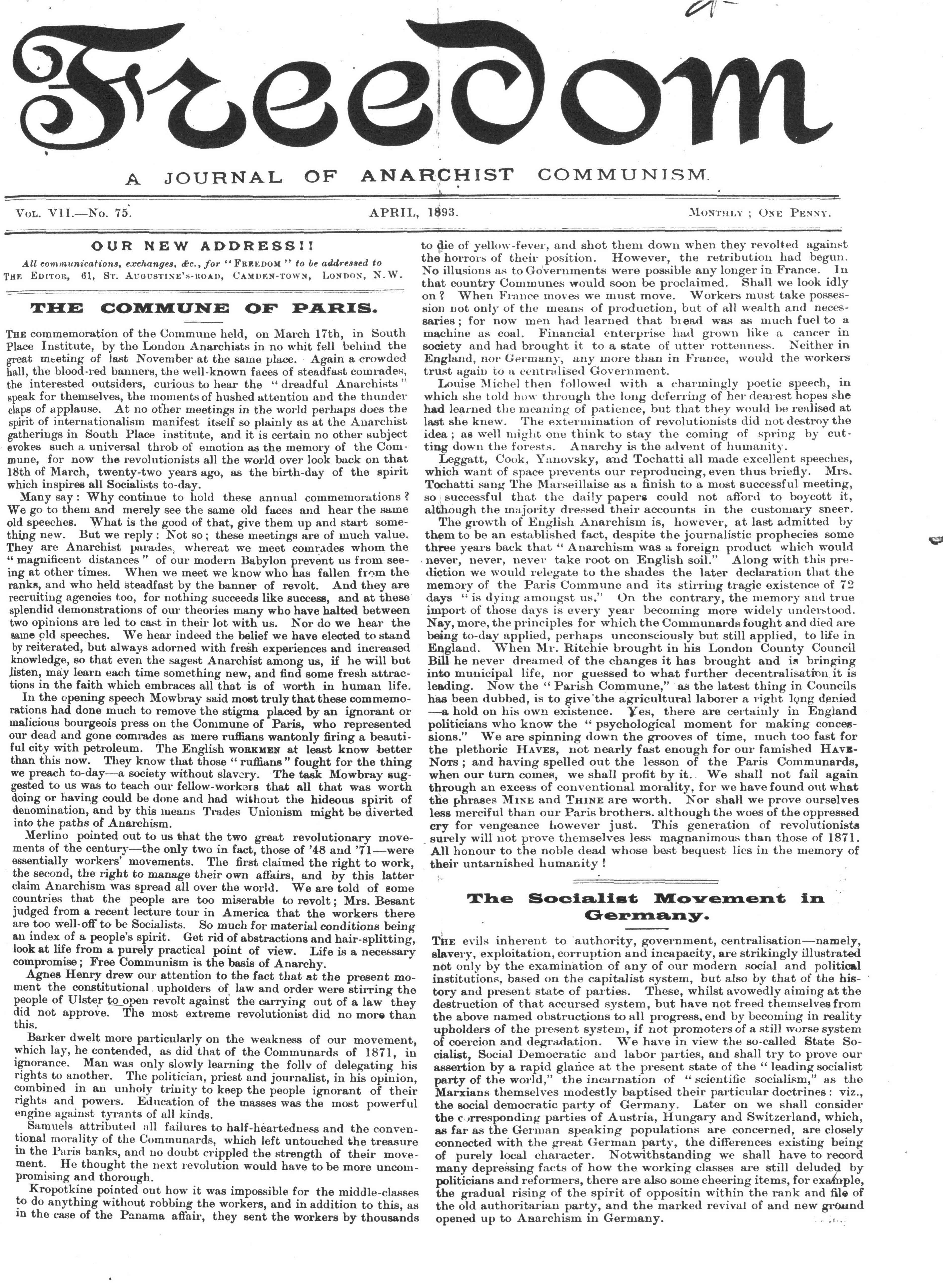 Freedom vol 7. no 75 (April 1893) | libcom.org